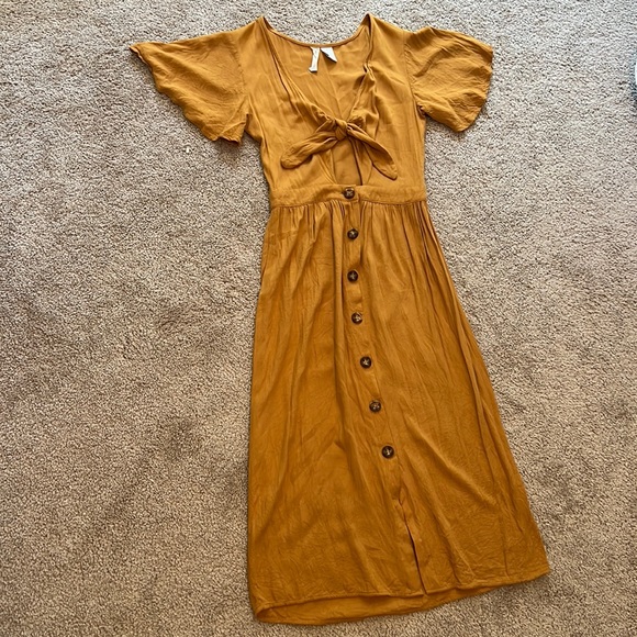 Mimi Chica | Dresses | Mustard Yellow Midi Dress From Target | Poshmark